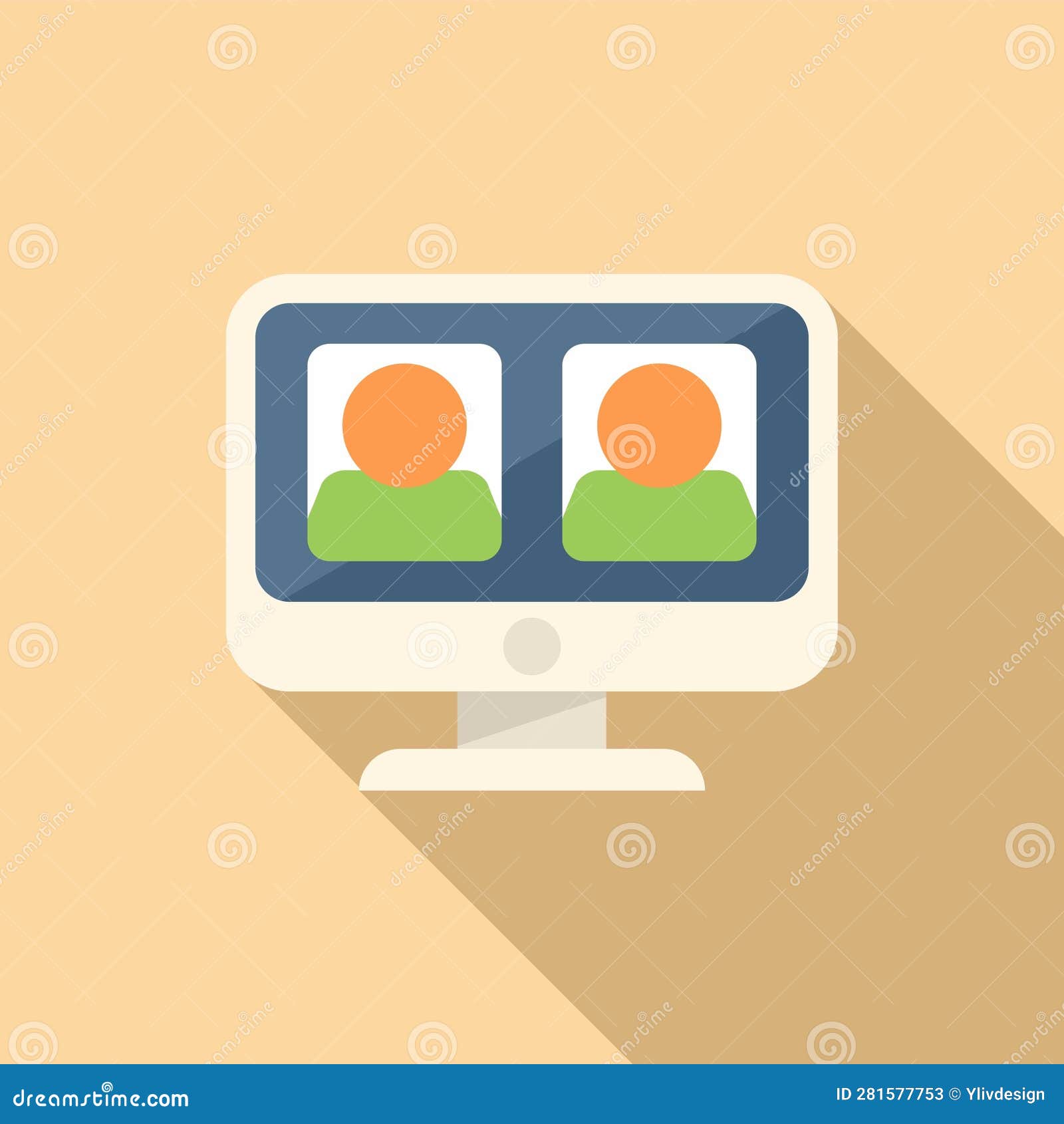 Pc Teamwork Icon Flat Vector. Service Team Stock Illustration ...