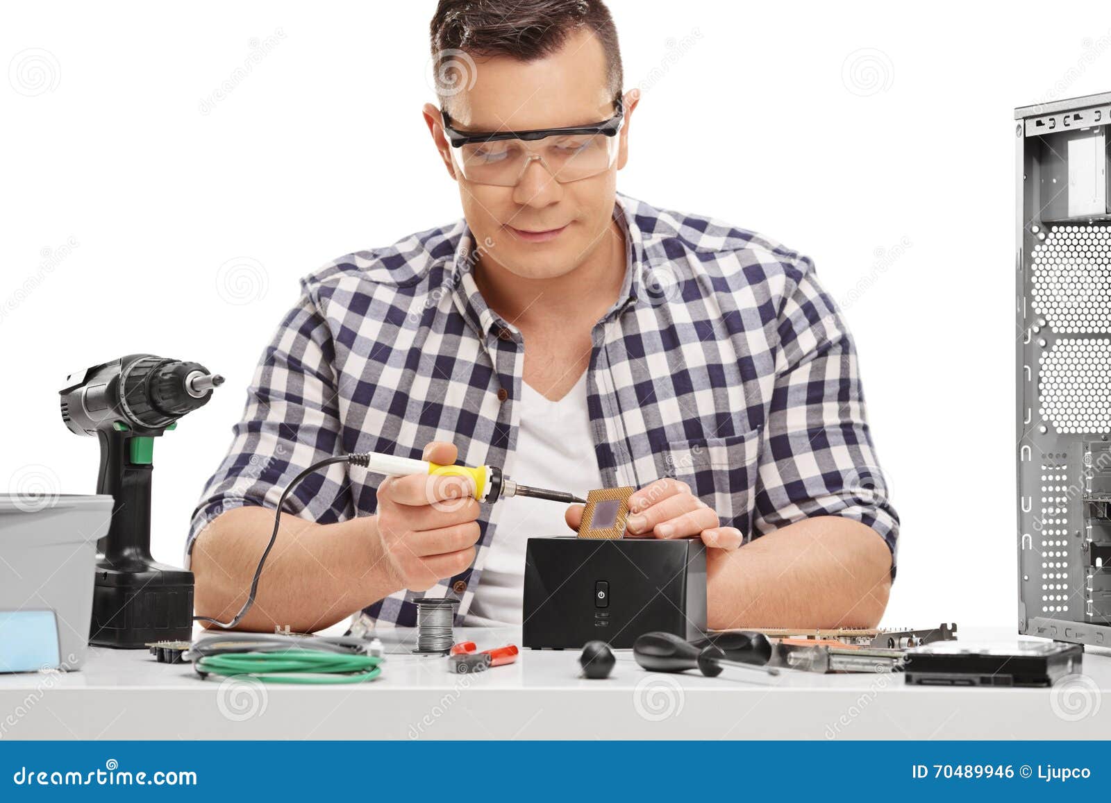 PC Technician Working with Soldering Iron Stock Photo - Image of ...