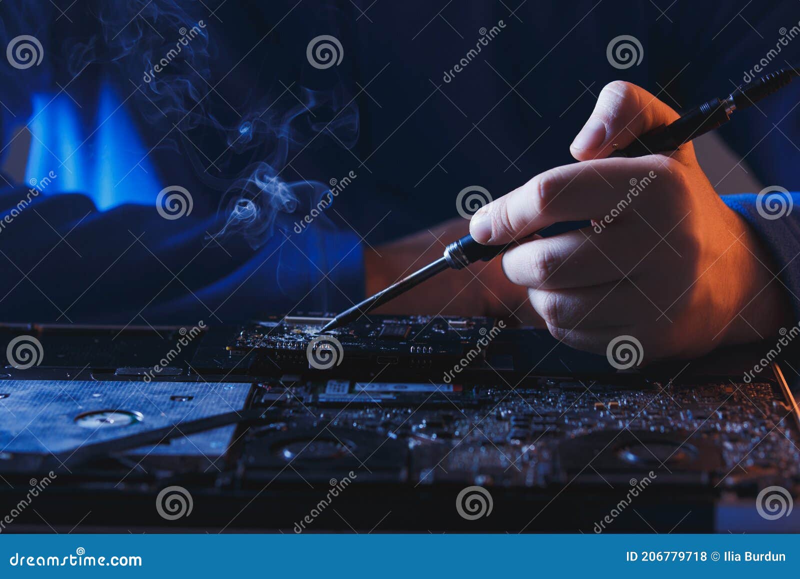 PC Technology .Computer Repair Shop. Engineer Performing Laptop ...