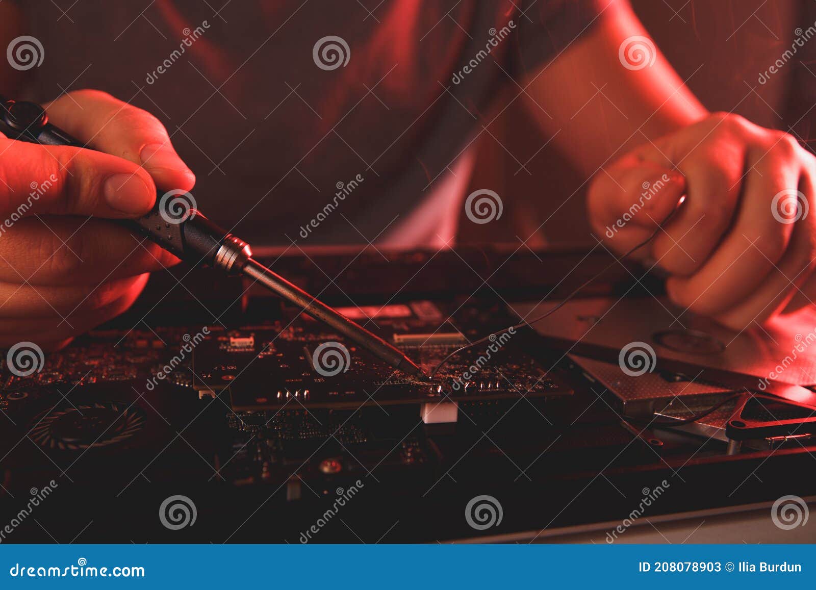 PC Technology .Computer Repair Shop. Engineer Performing Laptop ...