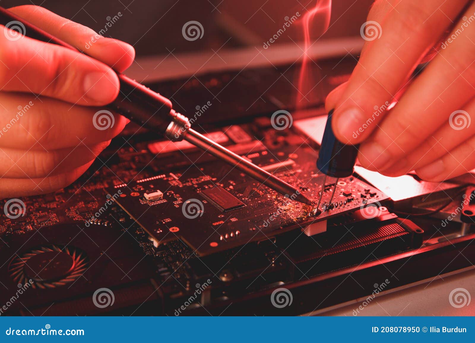 PC Technology .Computer Repair Shop. Engineer Performing Laptop ...