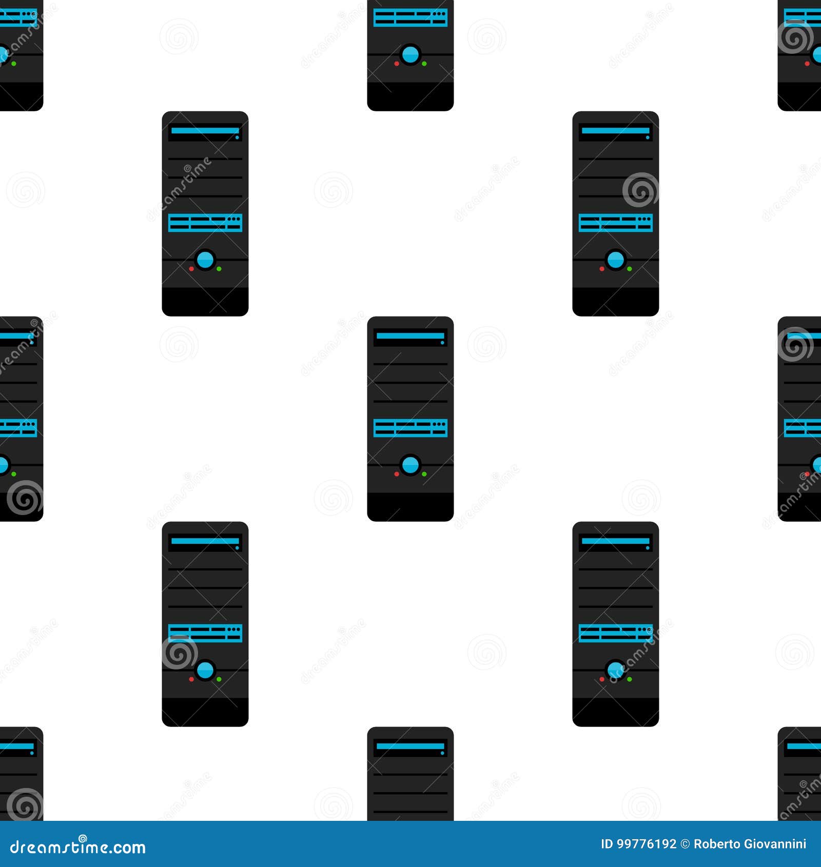 PC Tower Case Flat Icon Seamless Pattern Stock Vector - Illustration of ...