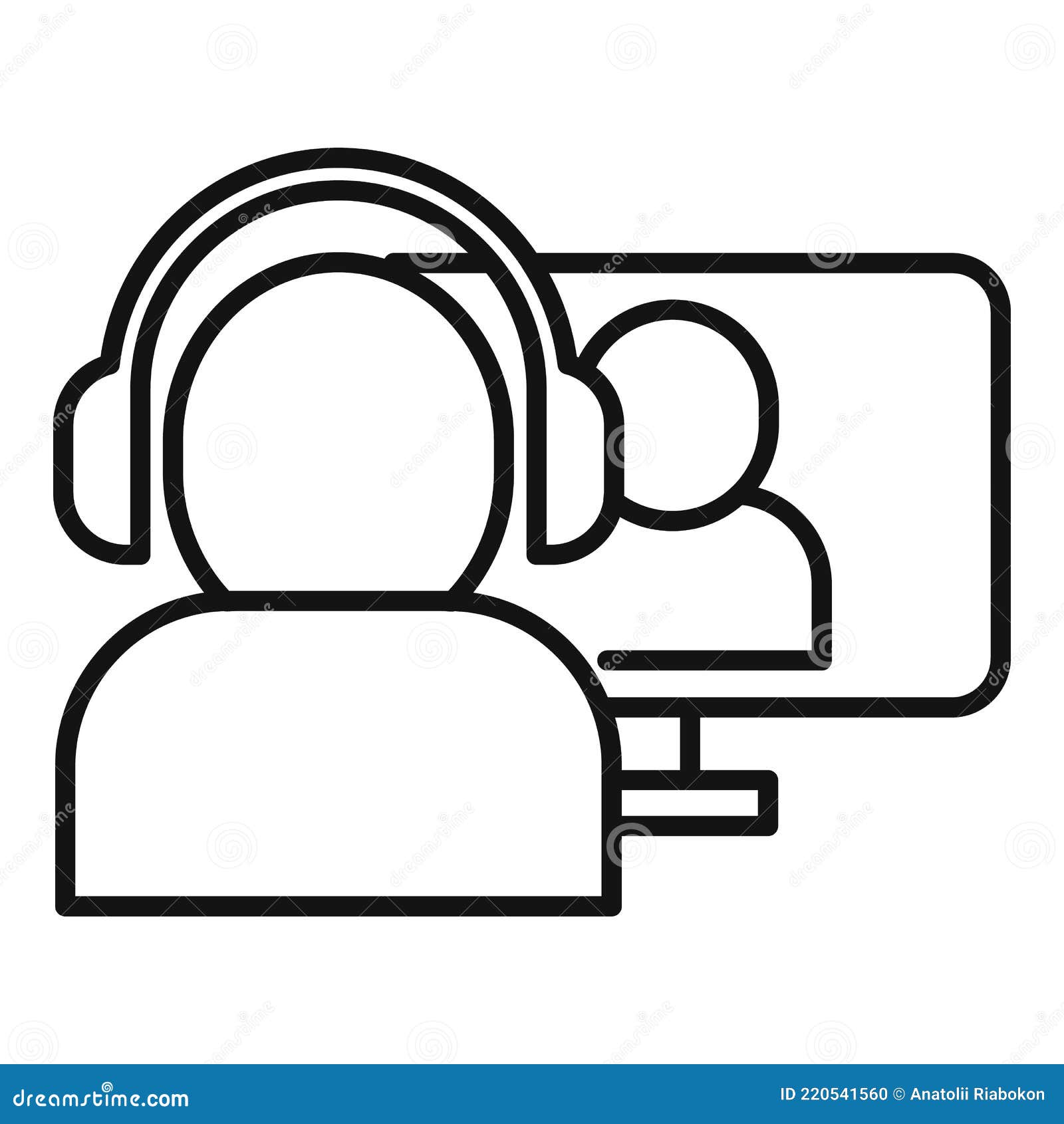 Pc Video Call Icon, Outline Style Stock Vector - Illustration of ...