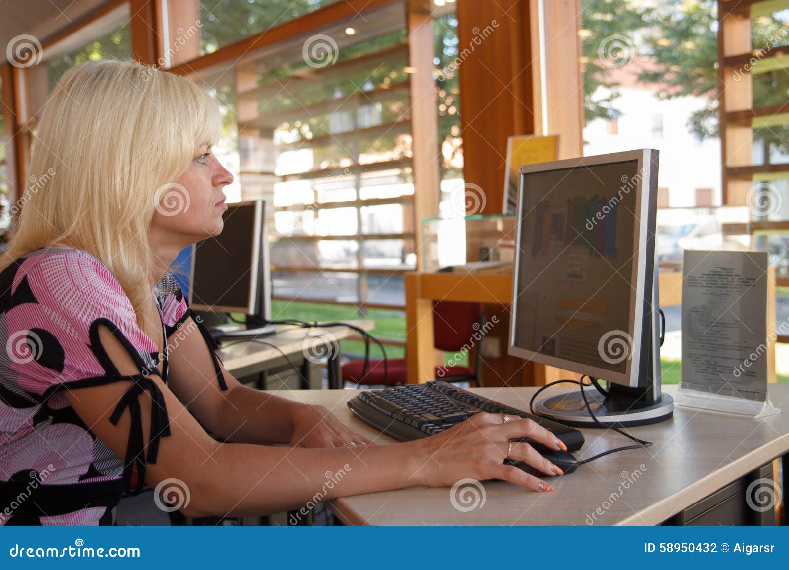 PC work stock photo. Image of people, education, female - 58950432