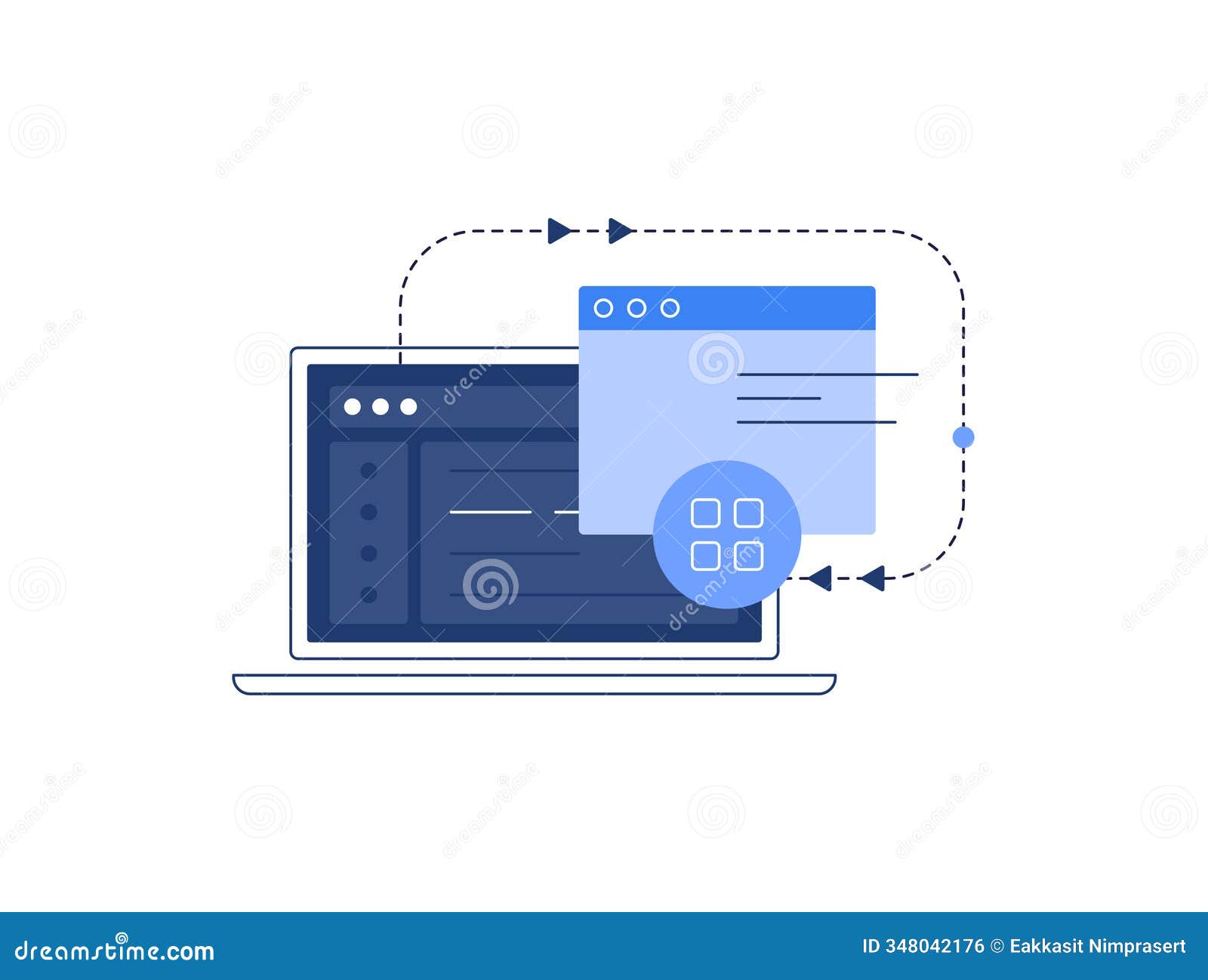 PC Working Processes. Computing and Development Stock Illustration ...