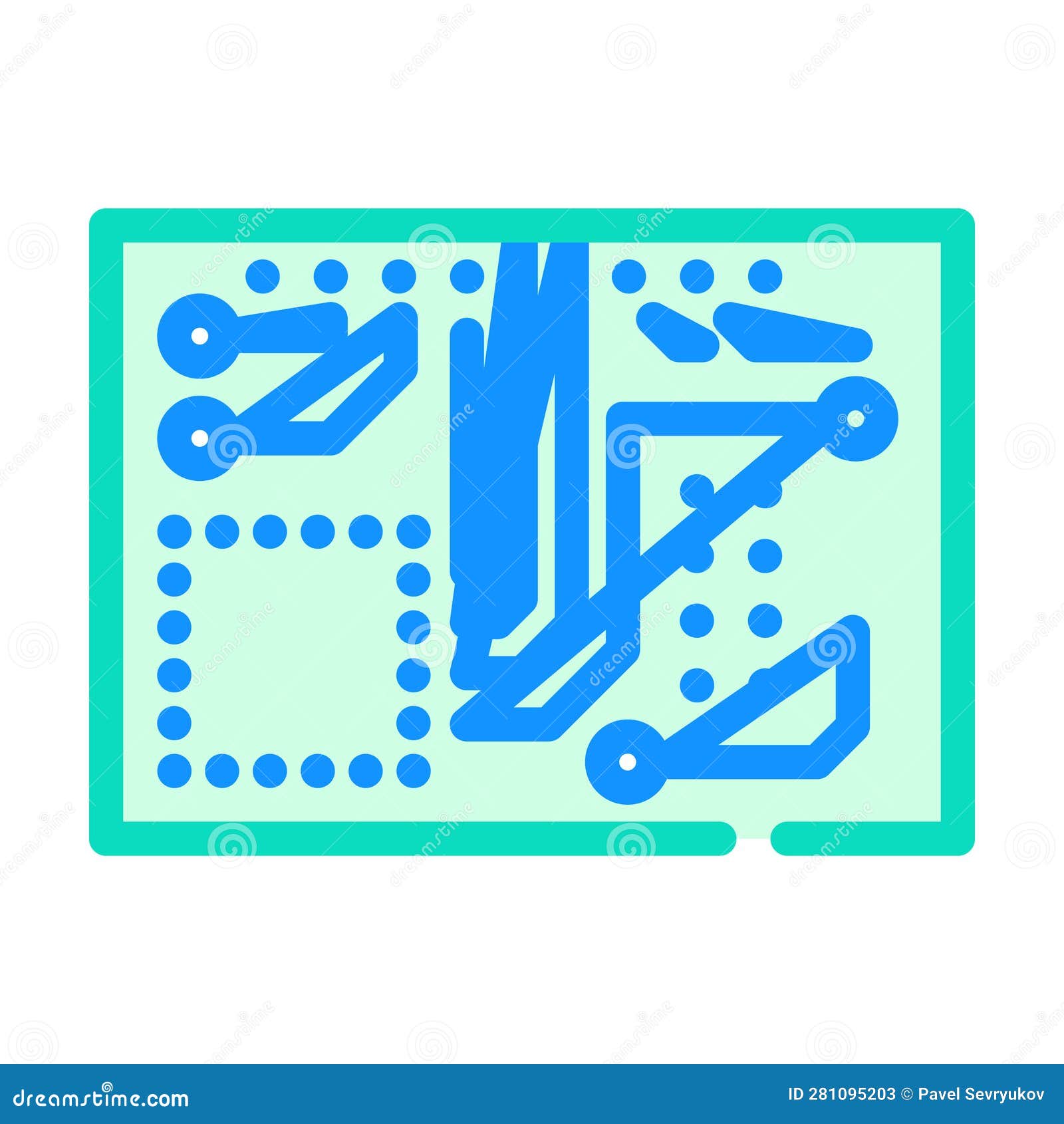 Pcb Board Electronic Component Color Icon Vector Illustration Stock ...