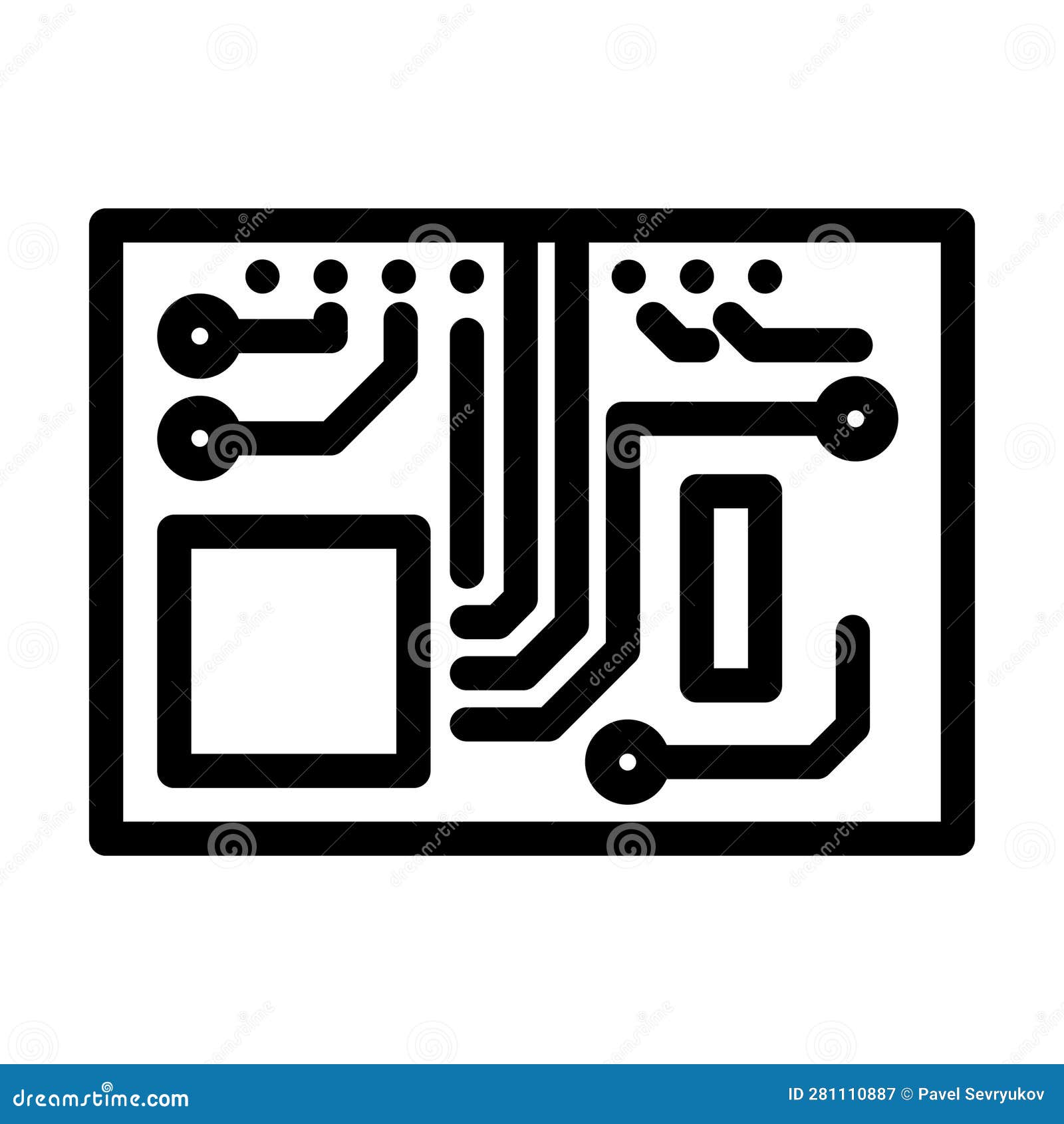 Pcb Board Electronic Component Line Icon Vector Illustration Stock ...
