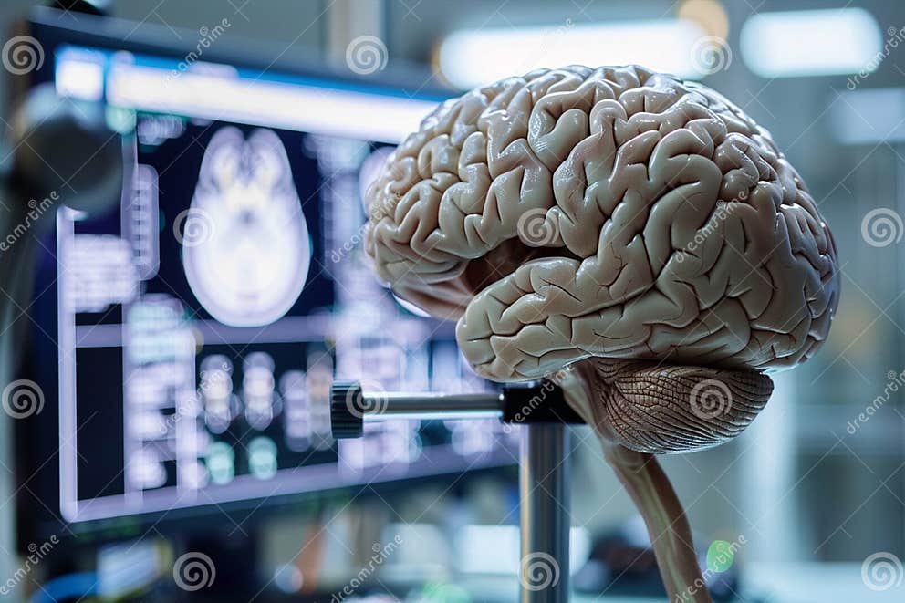 PCB Brain with 3d Render Human Brain. Artificial Intelligence or AI ...