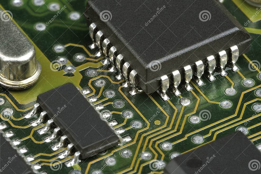 PCB with chip stock image. Image of back, electrical - 49895247