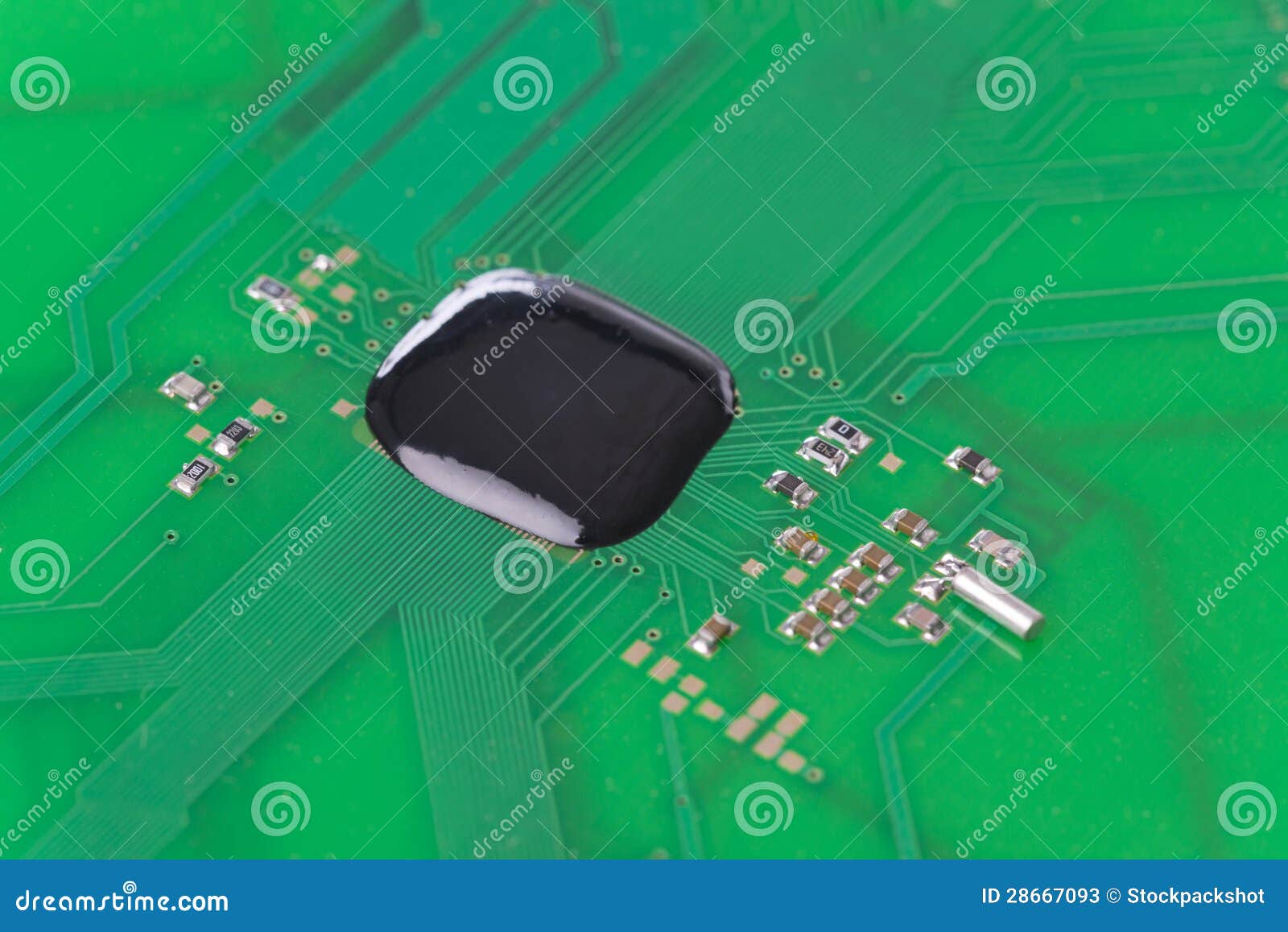 PCB with Chip on Board Close Up Stock Image - Image of hardware ...