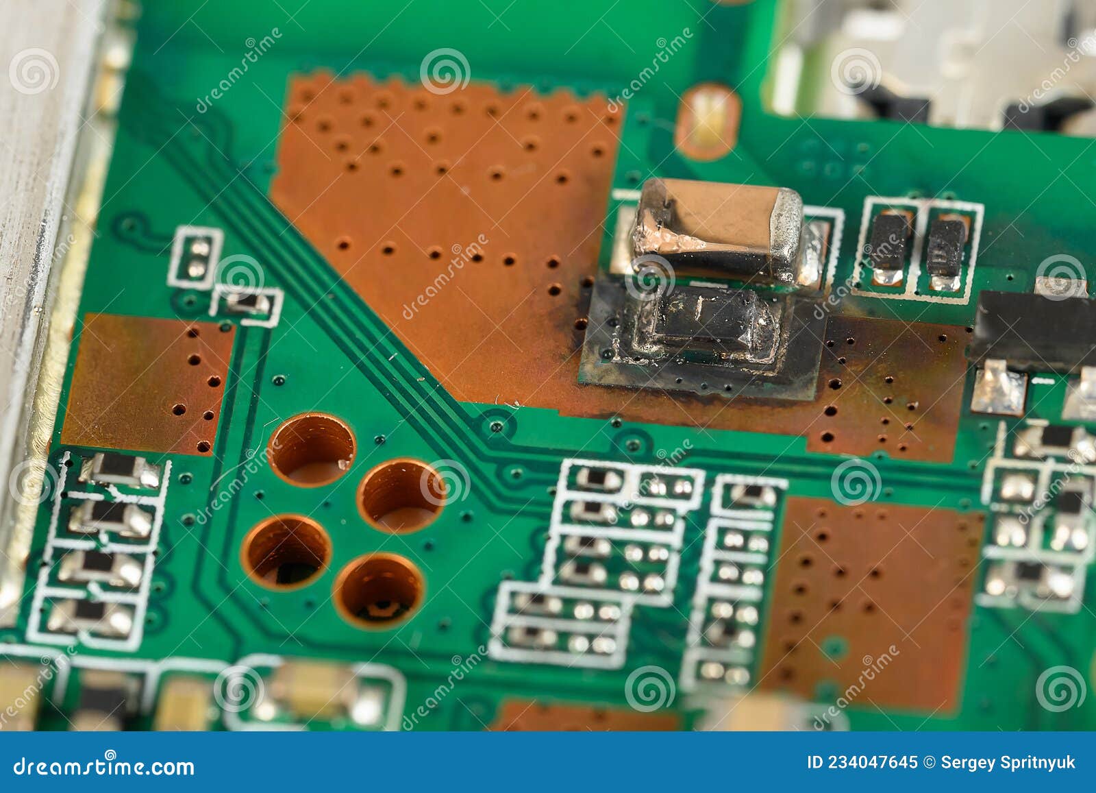 PCB Circuit Board Electricity Short Circuit and Burning Stock Image ...