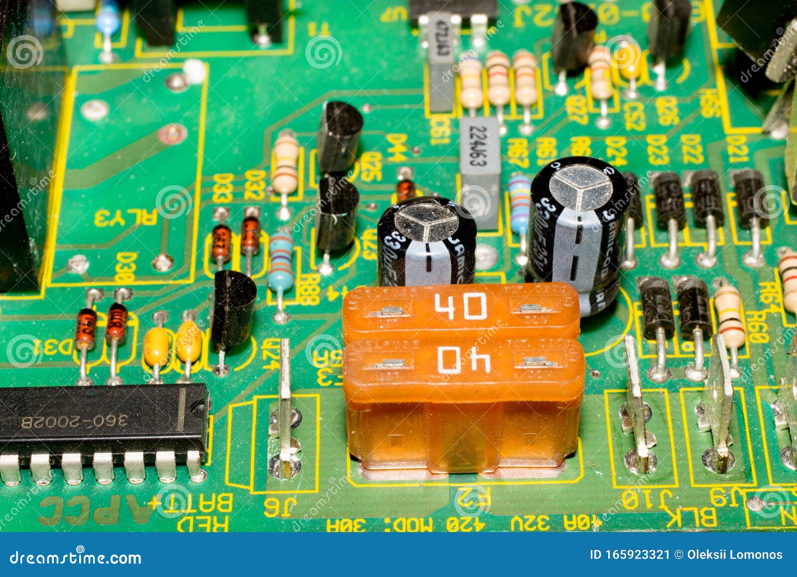 PCB Circuitry with Photo Diode, Laser, Resistors, Microchips ...