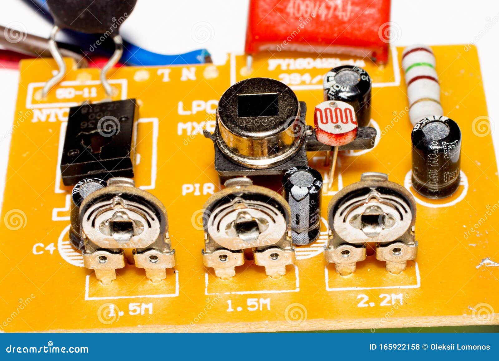 PCB Circuitry with Photo Diode, Laser, Resistors, Microchips ...