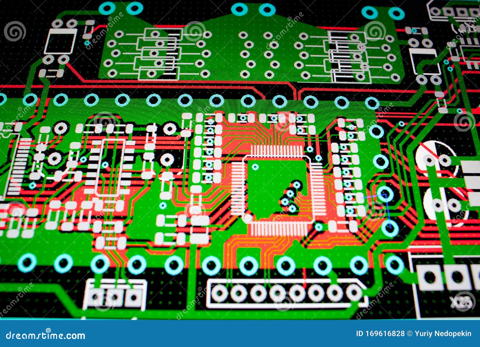 PCB Electric Circuit on the PC Screen Stock Photo - Image of connection ...