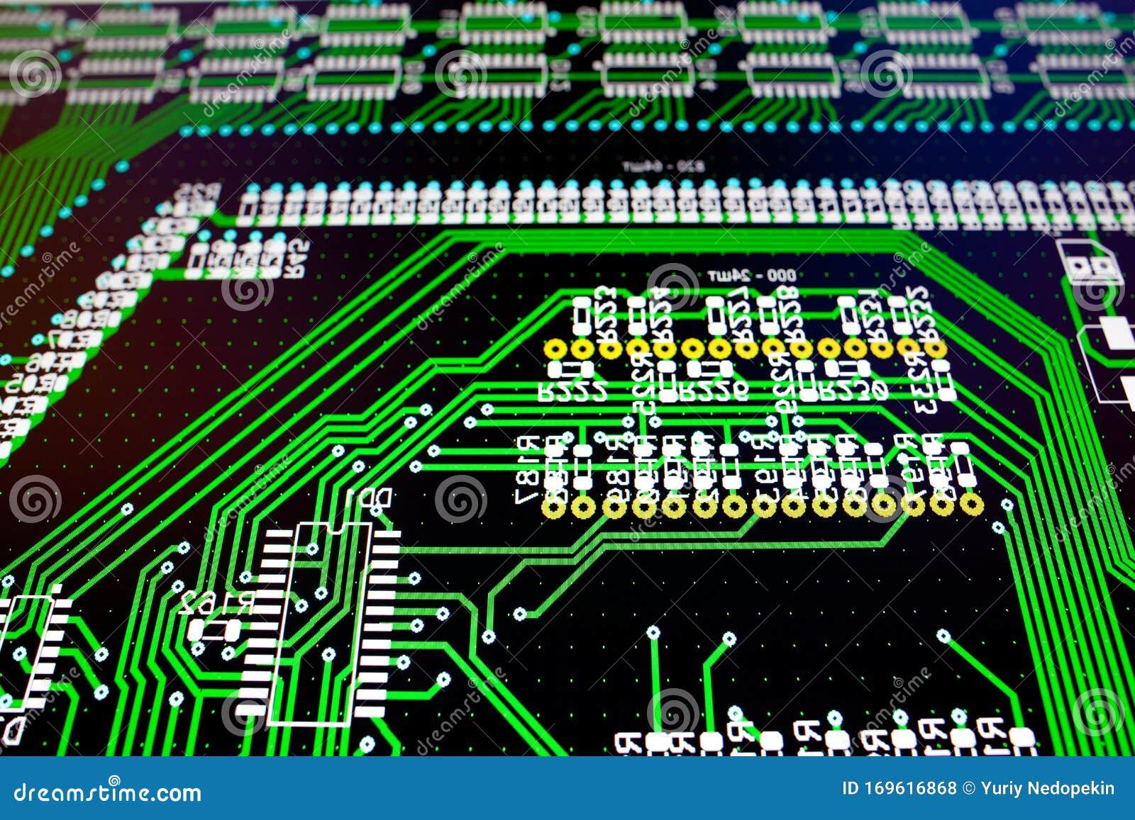 PCB Electric Circuit on the PC Screen Stock Photo - Image of component ...