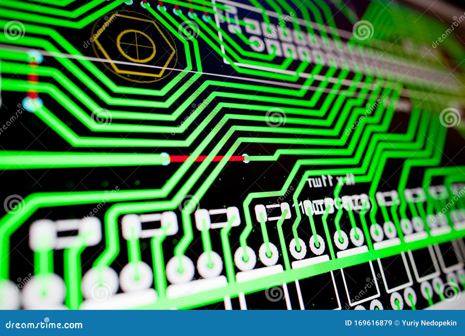 PCB Electric Circuit on the PC Screen Stock Image - Image of device ...