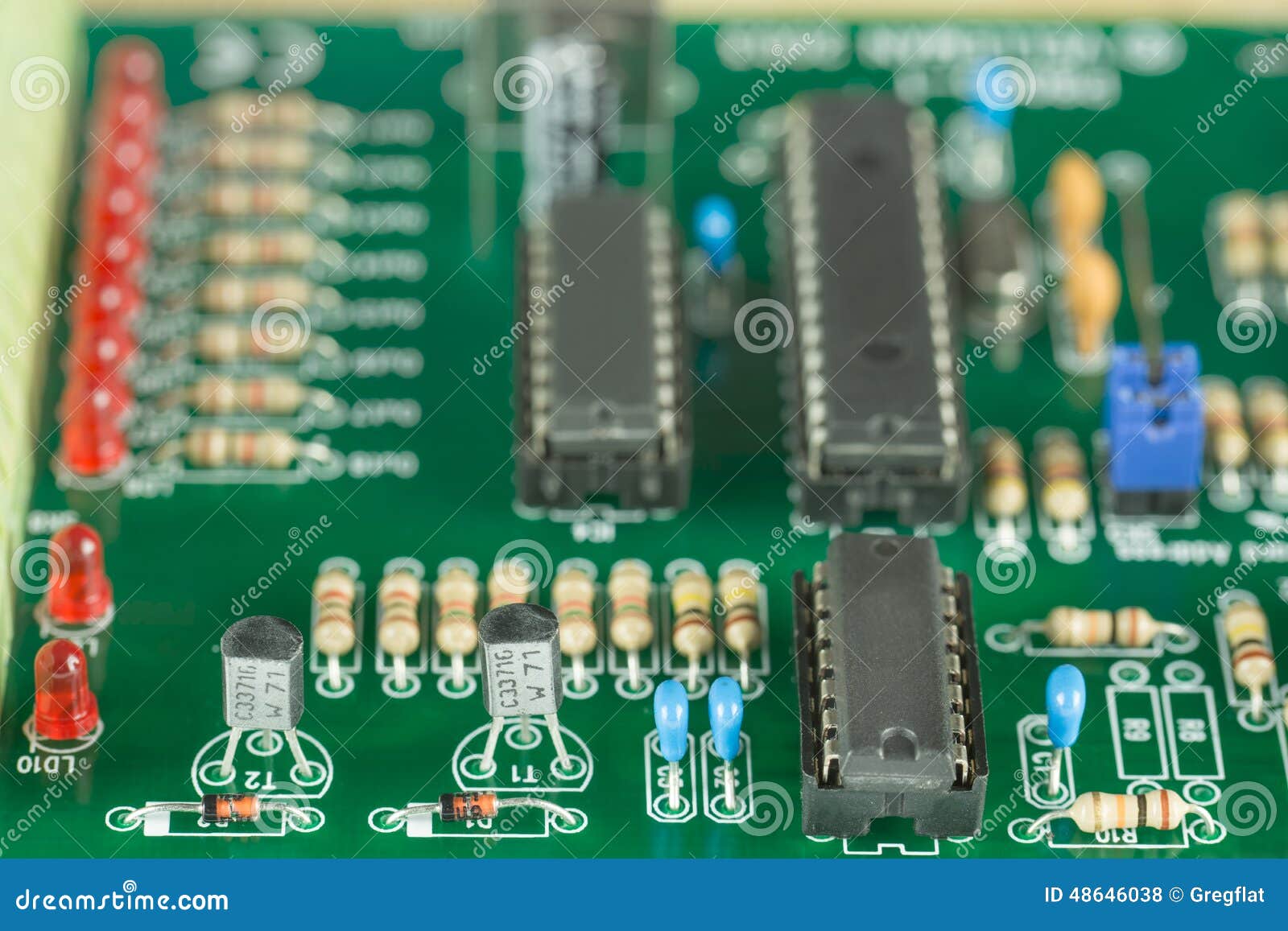 A Pcb with Electronic Components Stock Photo - Image of resistors ...