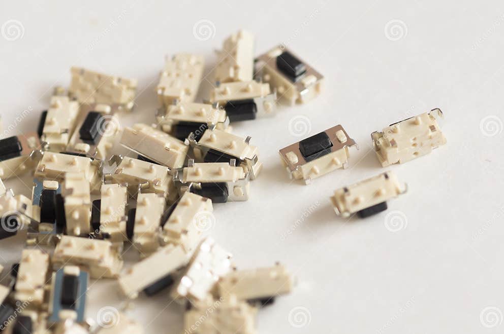 PCB Micro Contact Switch, on White Background Stock Photo - Image of ...