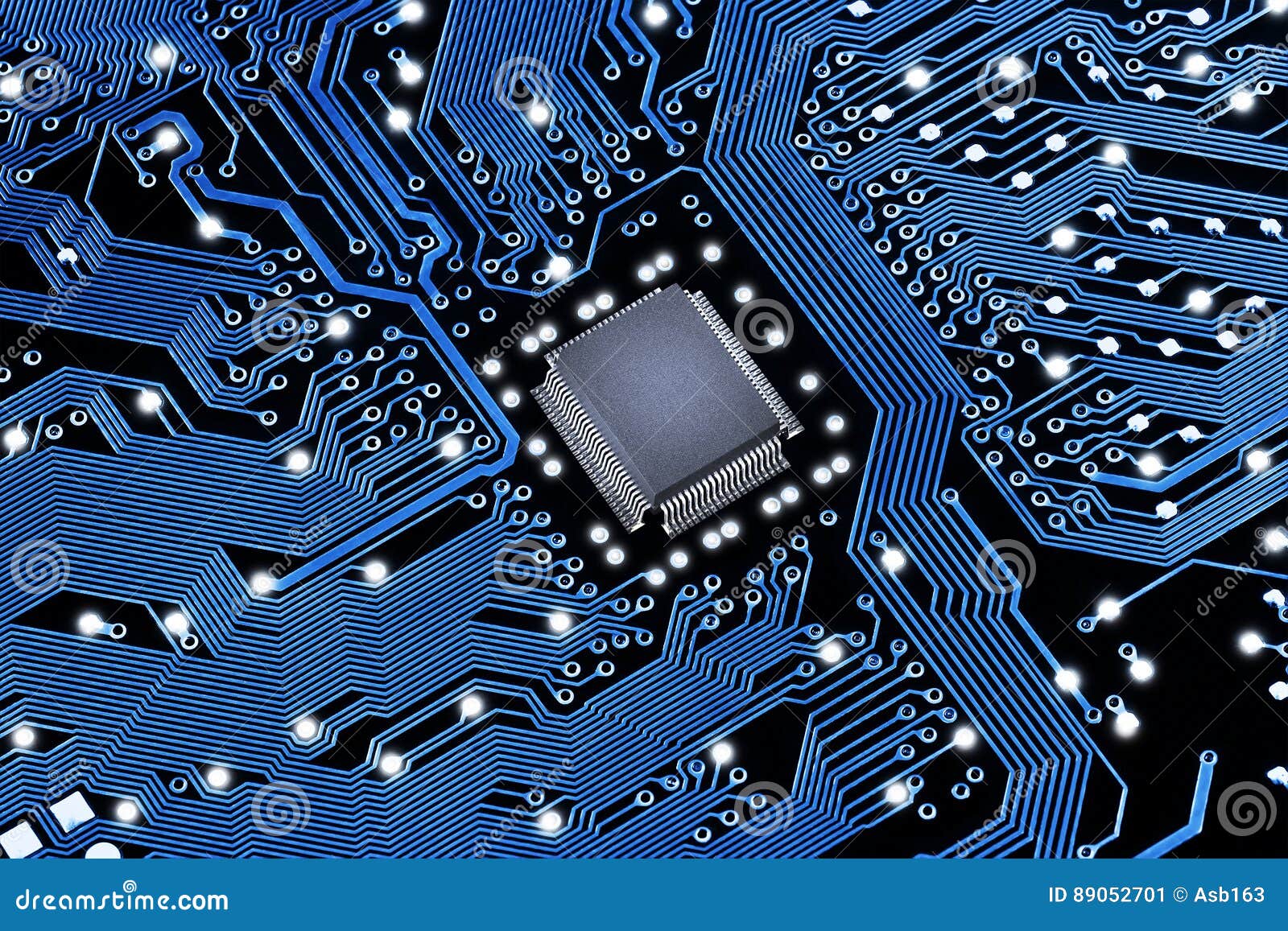 PCB with microchip stock image. Image of abstract, conceptual - 89052701