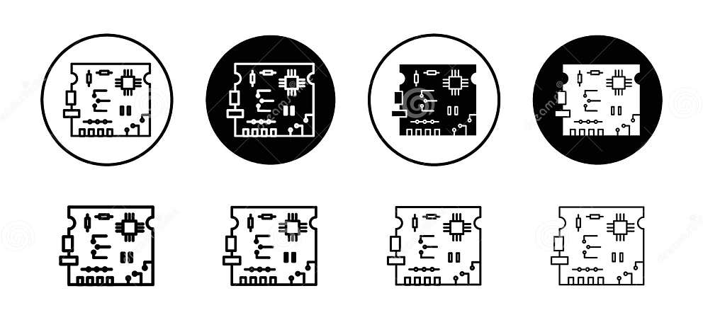 PCB Vector Icon Set Collection. PCB Outline Flat Icon Stock Vector ...
