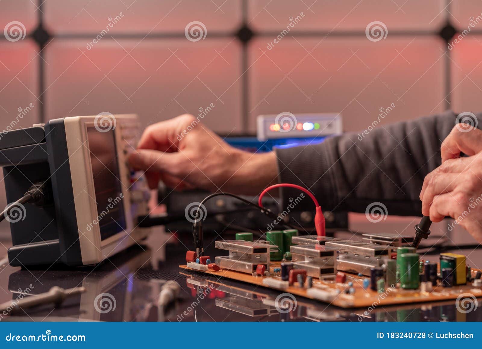 Debugging Electronics Device. PCB Witch Microcontroller in Electronics ...