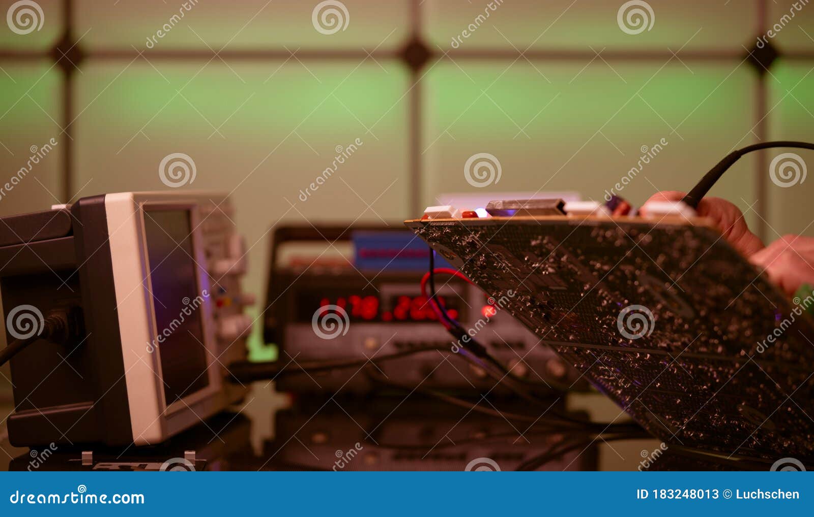 Debugging Electronics Device. PCB Witch Microcontroller in Electronics Laboratory Stock Image ...