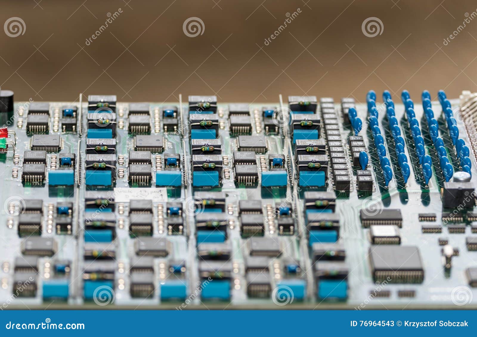 PCB in zoom stock image. Image of closeup, capacitor - 76964543