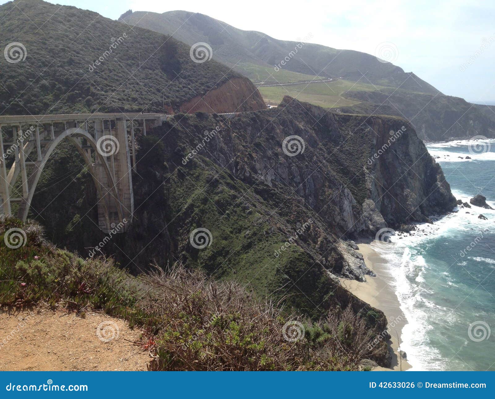 Pch bridge and shoreline stock photo. Image of mountains - 42633026