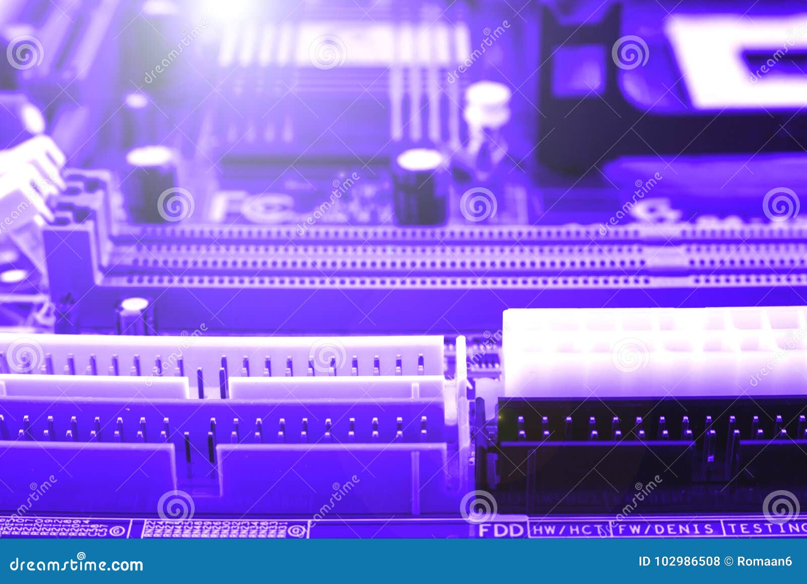 PCI Connector Slot in Motherboard PC Toned Macro Stock Photo - Image of ...