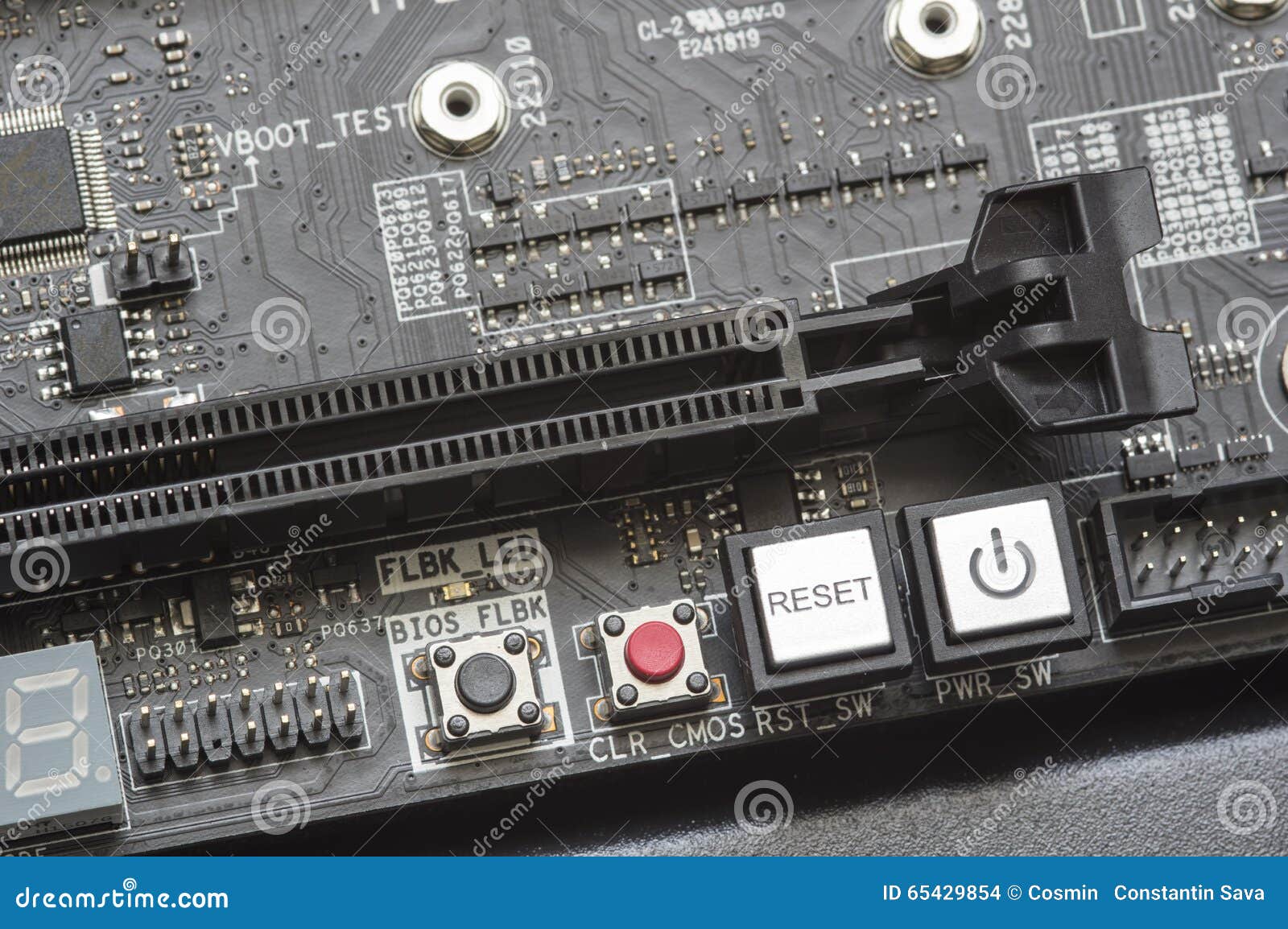 The Pci Express Slot Red Color For Video Graphic Card VGA Card On ...