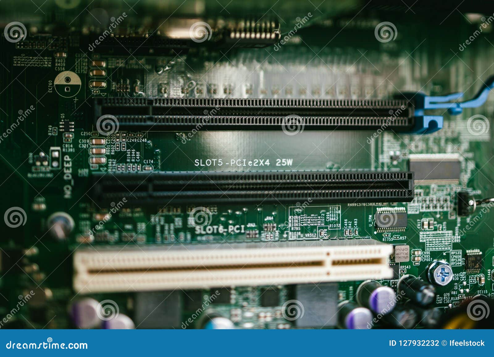 PCI and PCIE Slots on a Motherboard Stock Photo - Image of mainboard ...