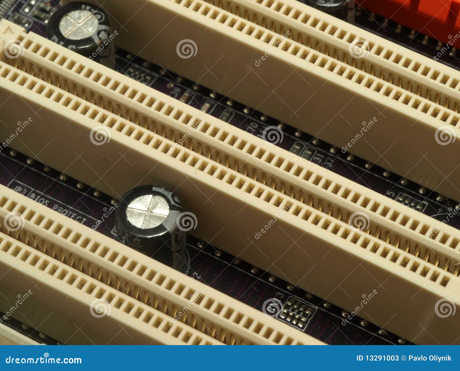 PCI ports on board stock image. Image of computer, connection - 13291003