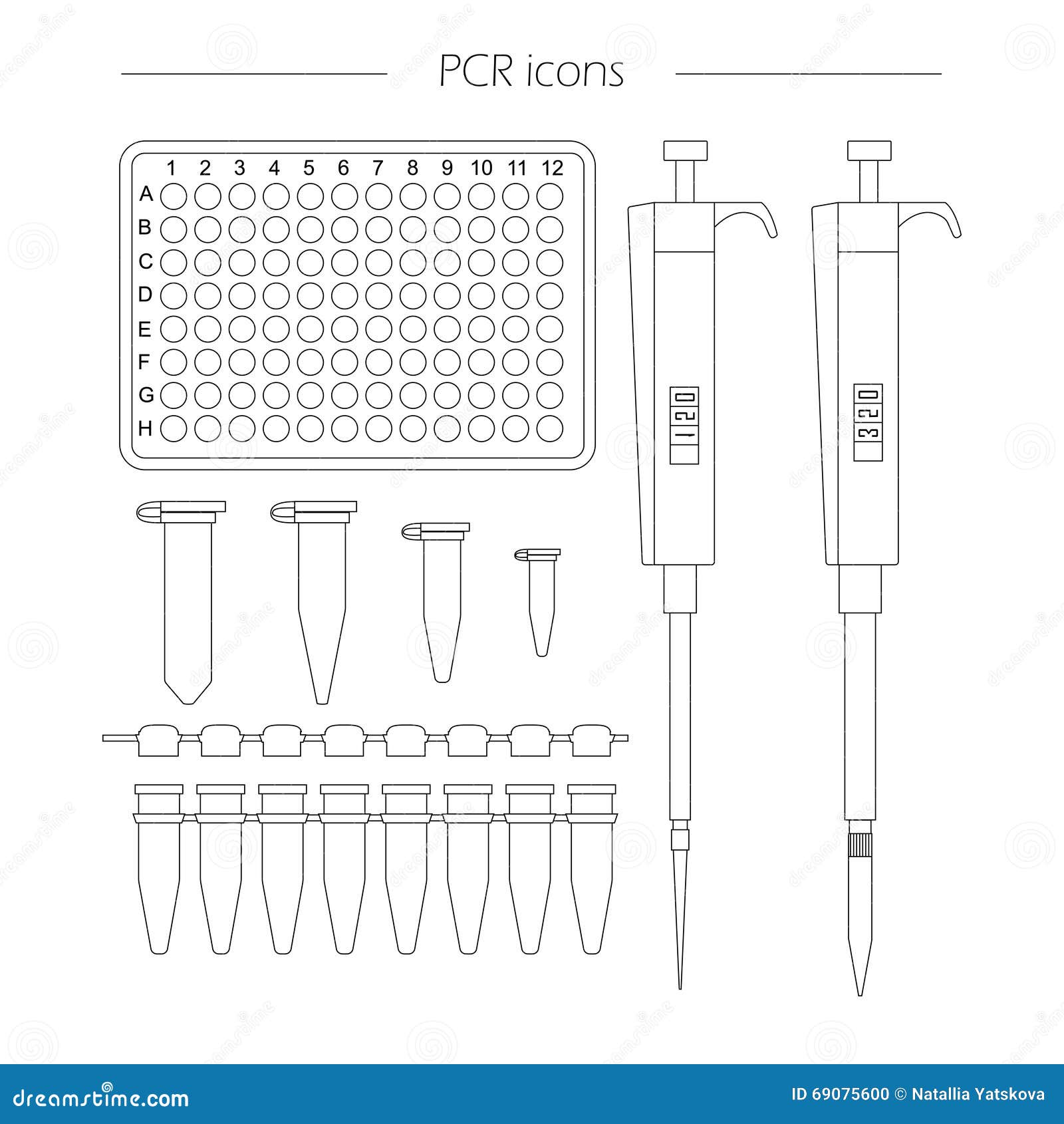 Pcr-symbolsöversikt vektor illustrationer. Illustration av ...