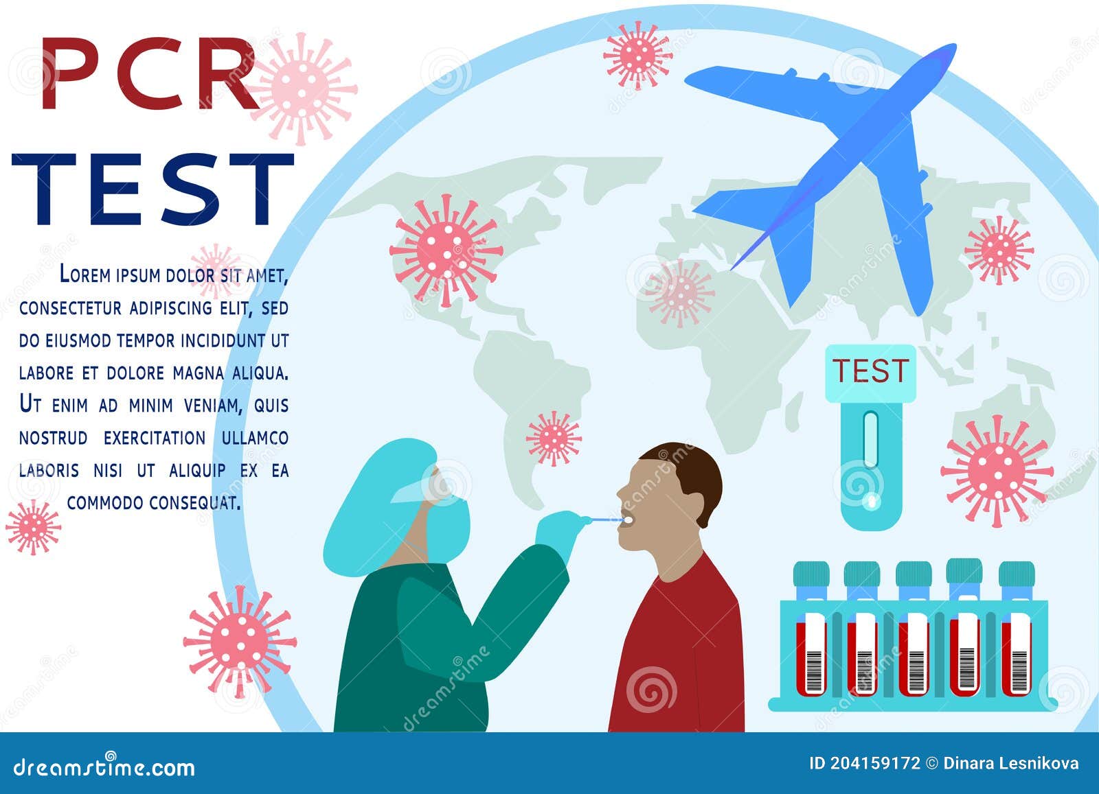 PCR Tests for Coronavirus for Air Travel Stock Vector - Illustration of ...