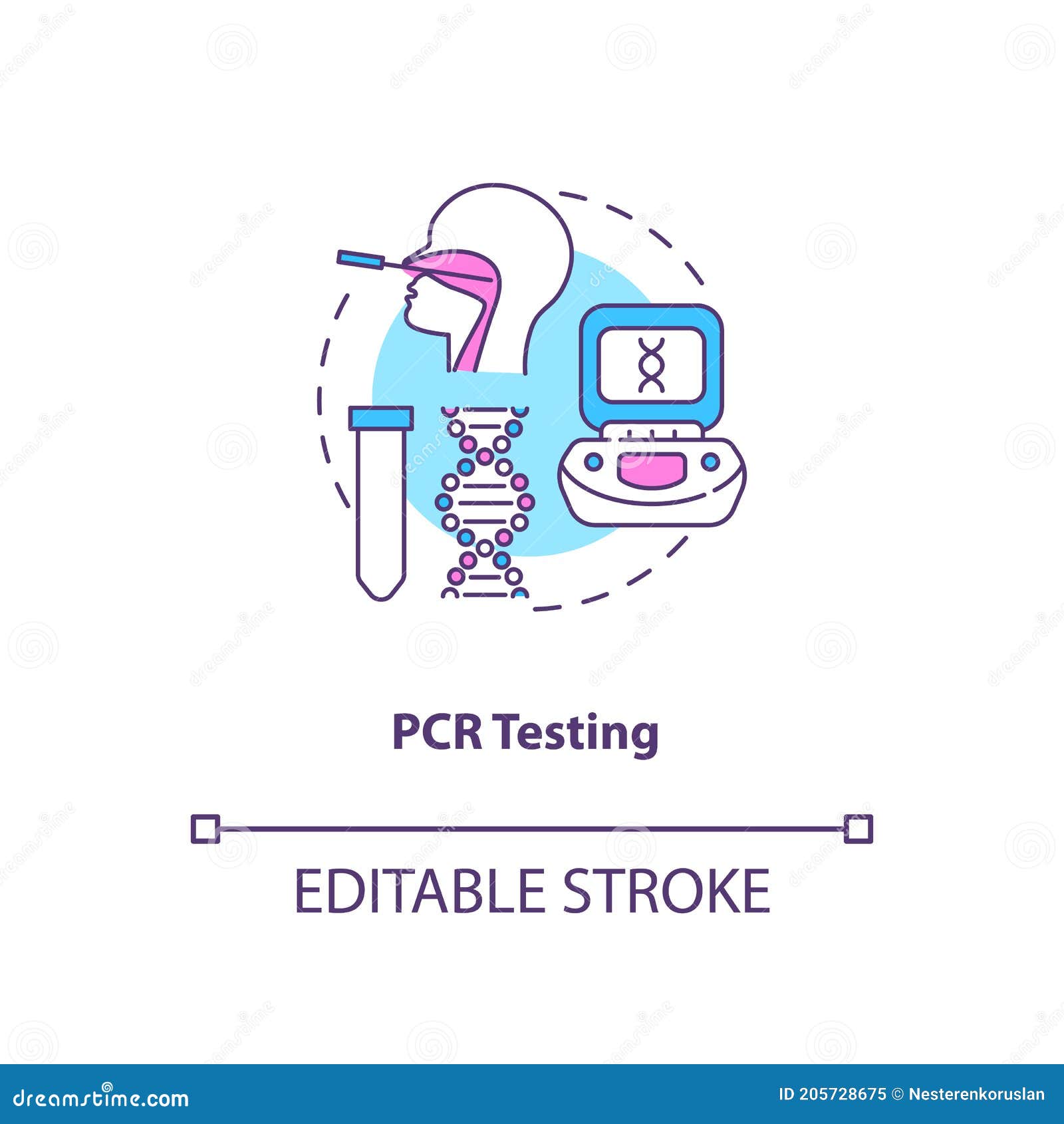 PCR testing concept icon stock vector. Illustration of clinic - 205728675