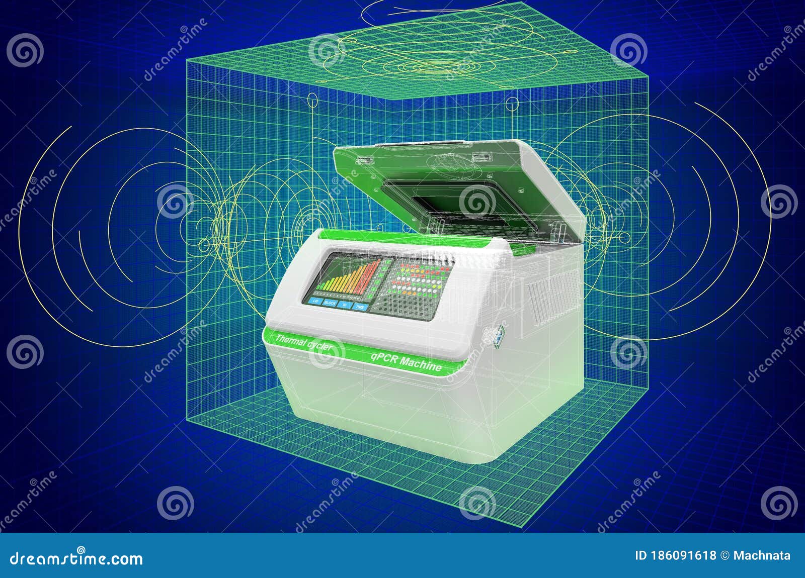 PCR Thermal Cycler, Visualization 3d Cad Model, Blueprint. 3D Rendering ...
