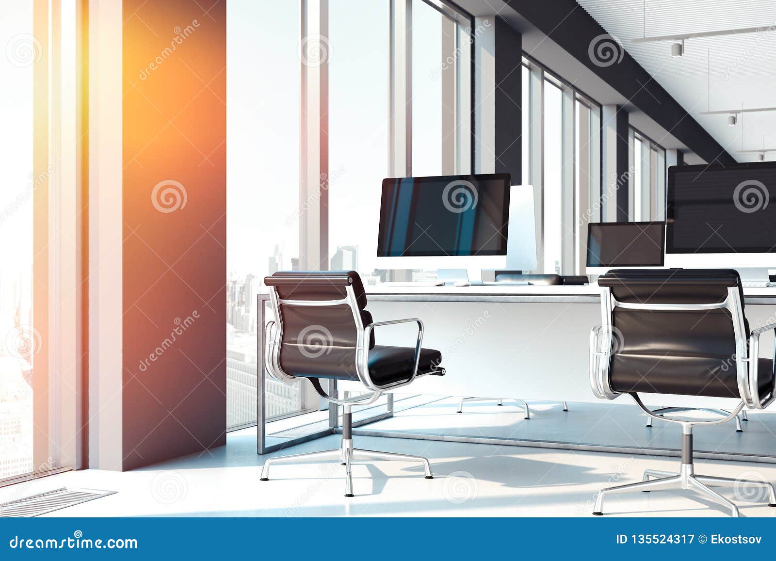 Row Of Pc Monitors 3d Rendering Lots Of Rows Of Simple Blank Black Pc ...