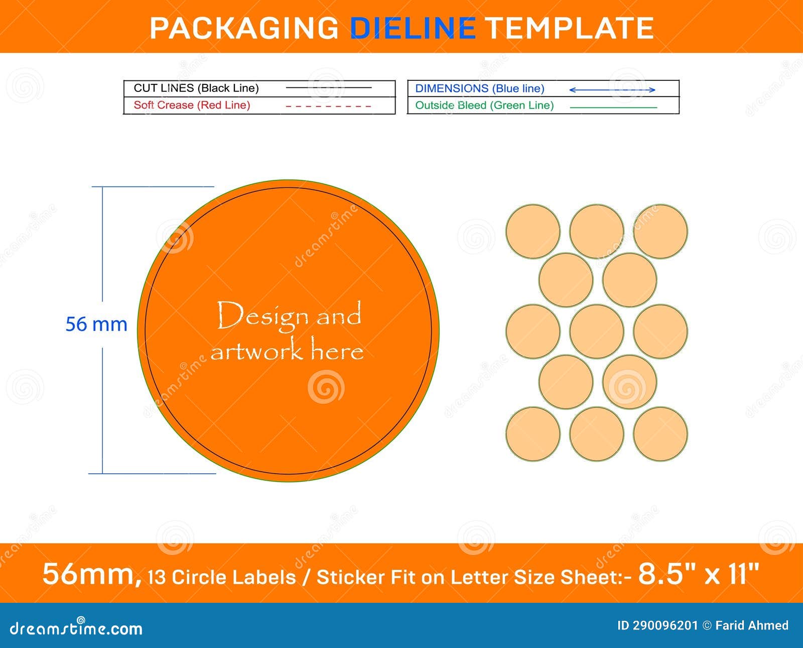 13pcs 56 Mm CIRCLE Labels Sticker Die Line Template Stock Vector ...