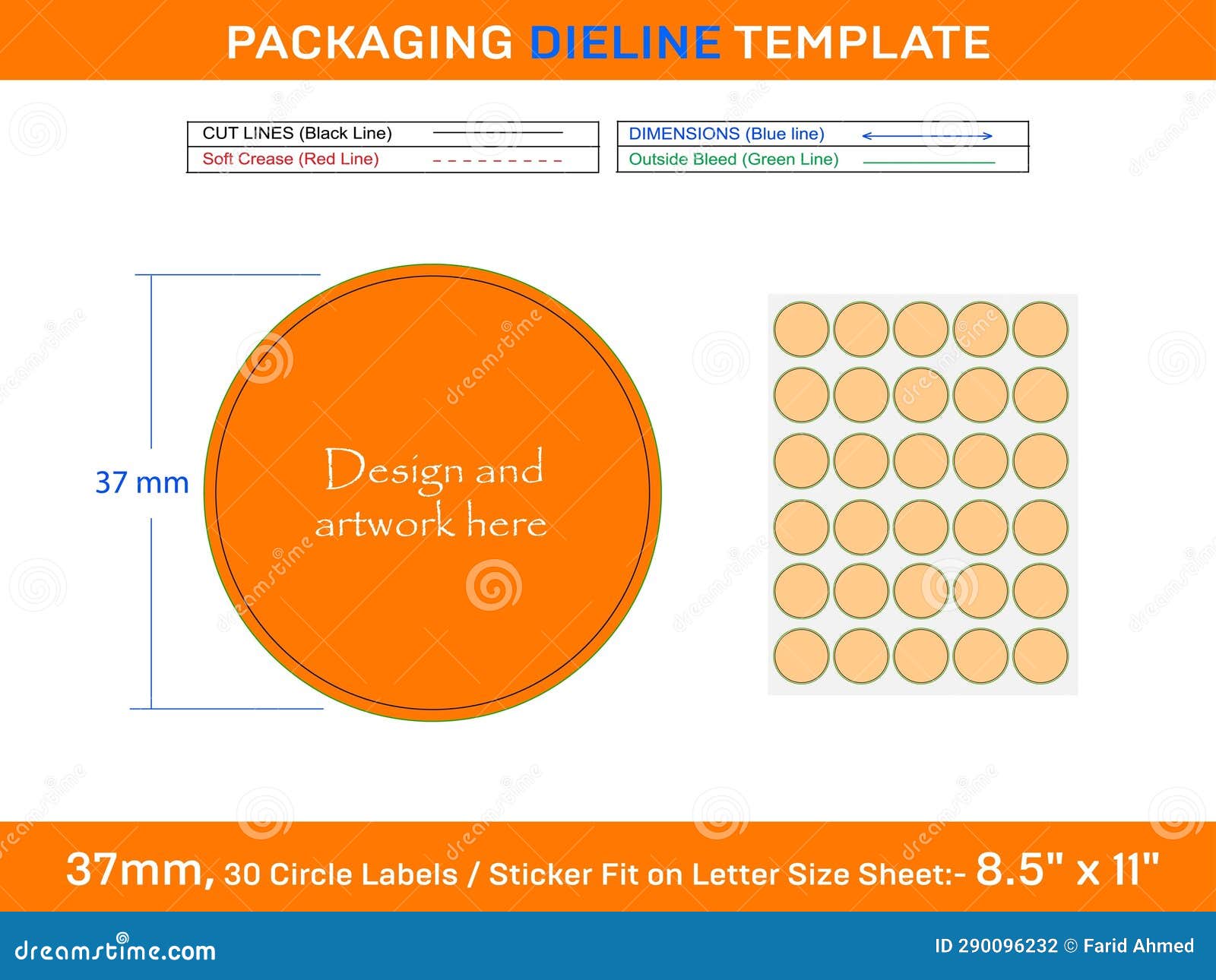 30pcs 37 Mm CIRCLE or ROUND Label Sticker Die Line Template Stock ...