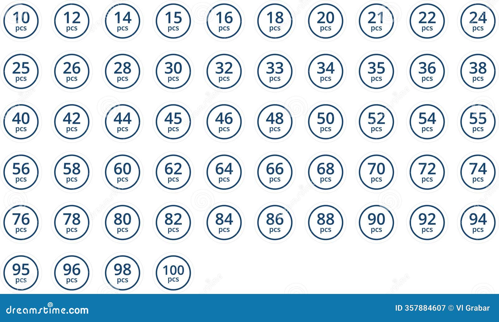 Pcs Pieces Decal Stickers. Vector Illustration Isolated On White ...