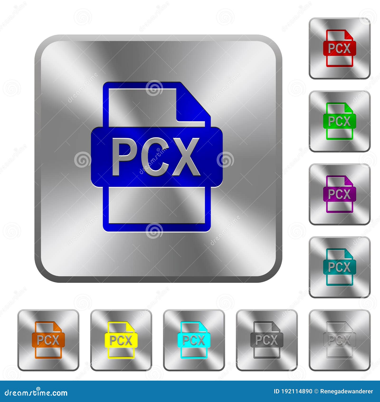 PCX File Format Rounded Square Steel Buttons Stock Vector ...