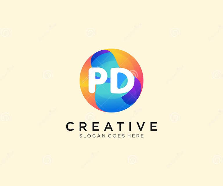 PD Initial Logo with Colorful Circle Template Vector Stock Vector ...