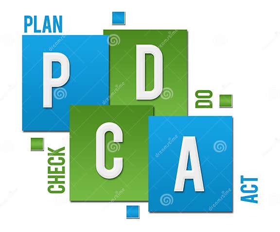 PDCA - Plan Do Check Act Green Blue Squares Text Stock Illustration ...