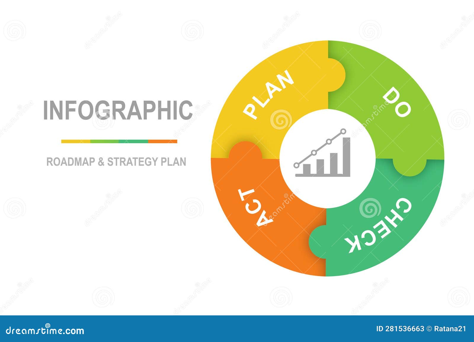 PDCA Circle Diagram Infographic With Flat Style Vector Illustration ...