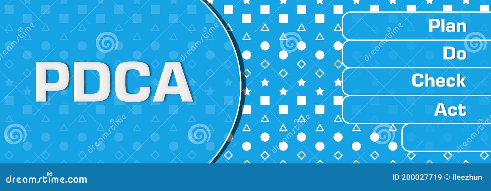 PDCA - Plan Do Check Act Blue Basic Shapes Text Horizontal Stock Image ...