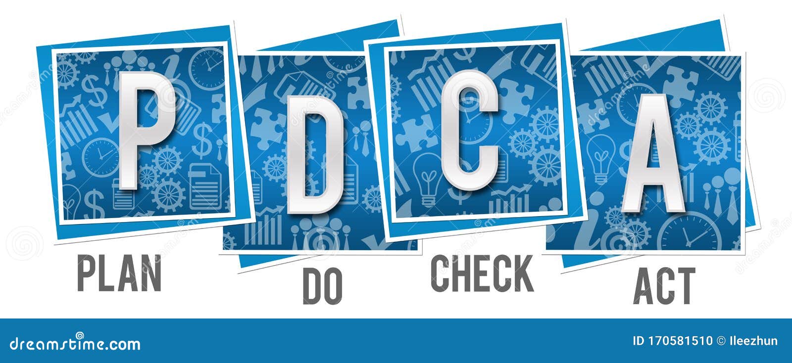 PDCA - Plan Do Check Act Business Texture Blocks Blue Royalty-Free ...