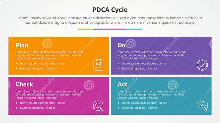 PDCA Plan Do Check Act Framework Infographic Concept for Slide ...