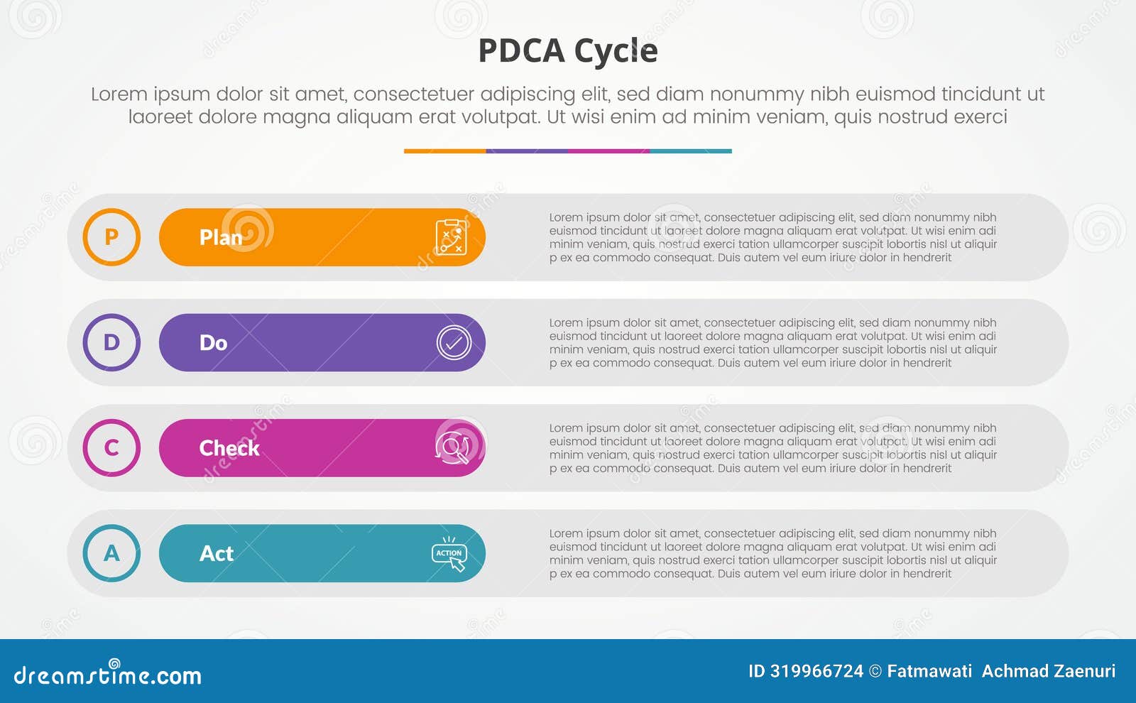 PDCA Plan Do Check Act Framework Infographic Concept for Slide ...
