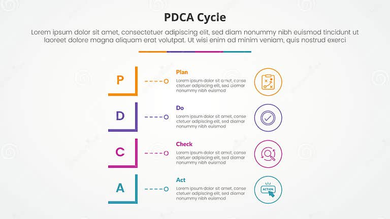 PDCA Plan Do Check Act Framework Infographic Concept for Slide ...