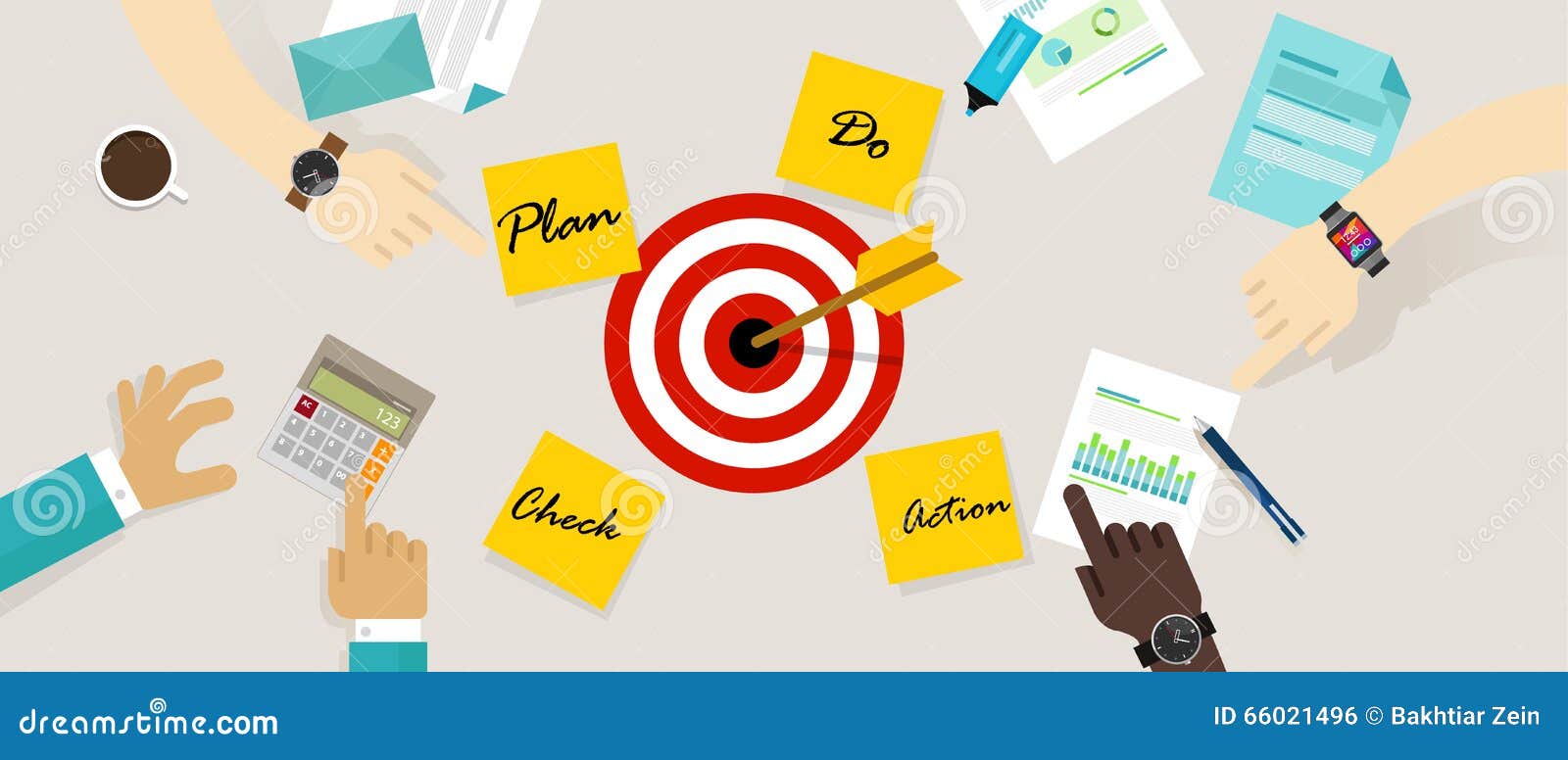 PDCA Plan Do Check Action Management Business Concept Stock Vector ...